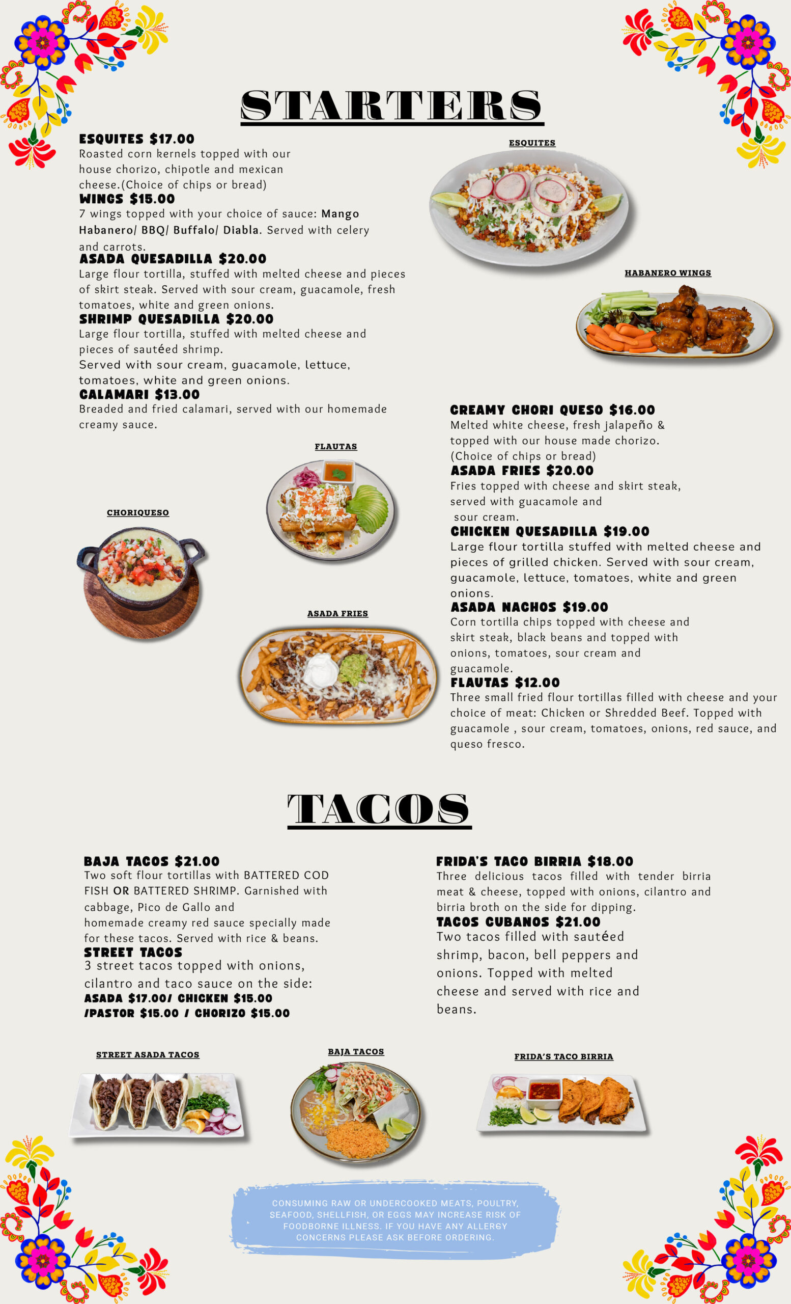 Menu - Fridas Brunch and Cantina